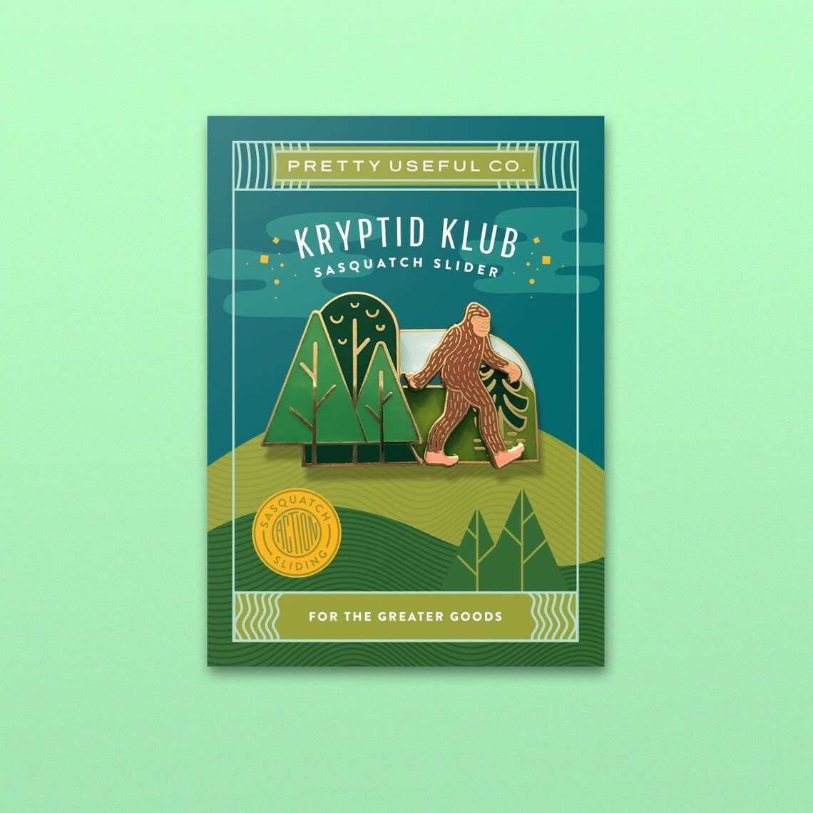 Sasquatch Sliding Enamel Pin - Etsy