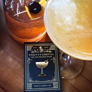 Manhattan Cocktail Enamel Pin - Etsy