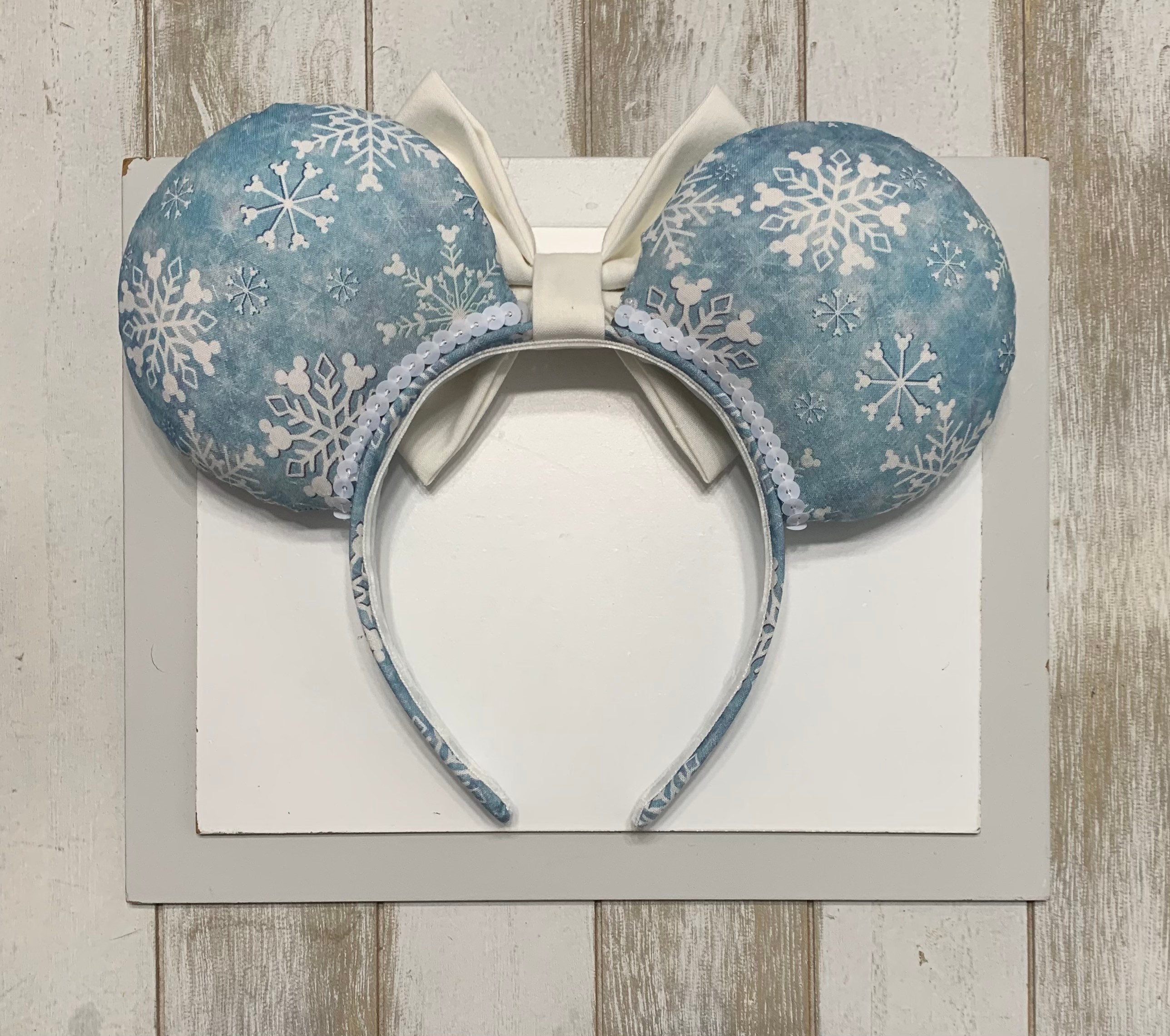 Christmas Mickey Ears . White and Blue Mickey Ears. Snowflake - Etsy