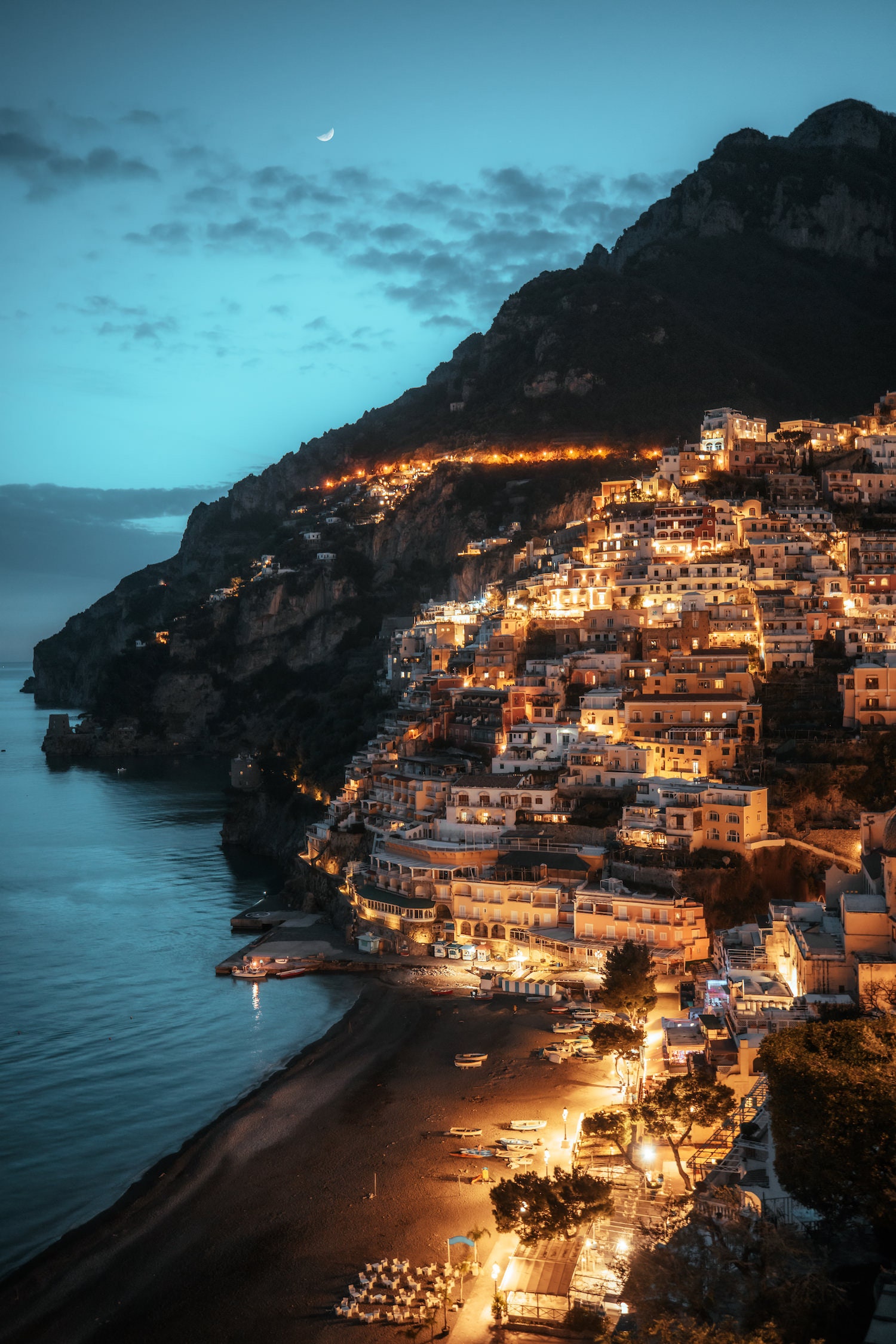 Positano Print Positano at Night Poster Italy Print - Etsy