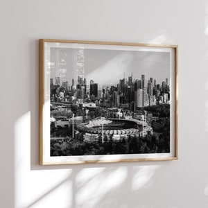 Melbourne MCG Black and White Print Aerial Poster City - Etsy