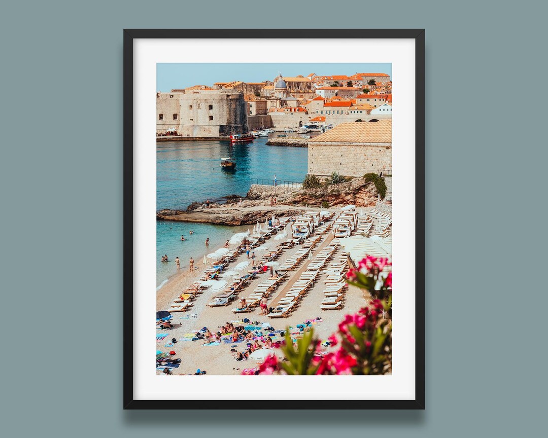 Croatia Beach Print | Dubrovnik Banje Beach Croatia Print, Old Town ...