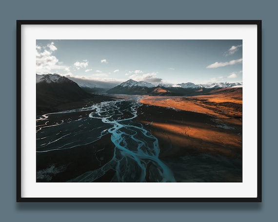 New Zealand Print Braided Riverbed Print Glacier Rivers - Etsy Australia
