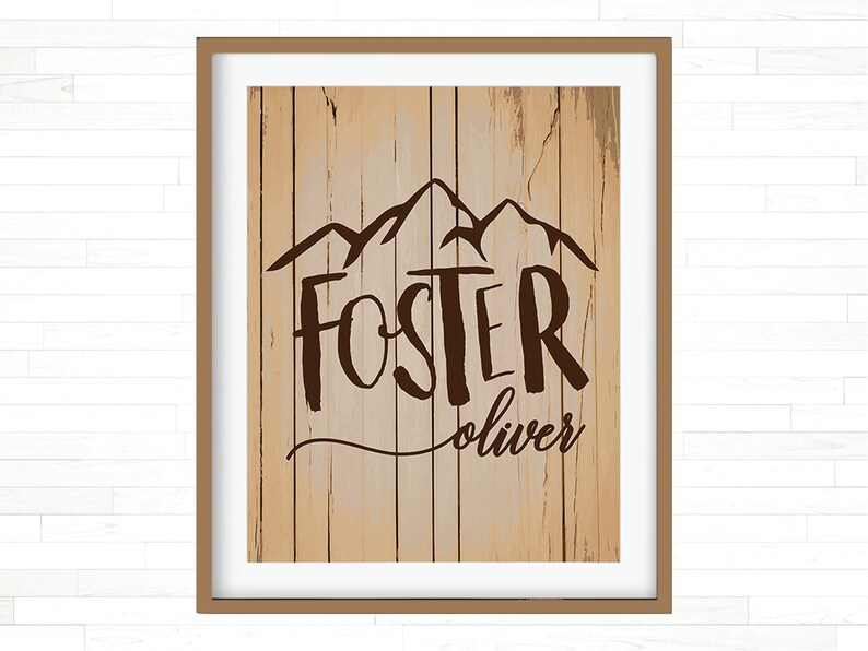 Name Sign for Nursery Wooden Name Sign Rustic Nursery Mountain SVG Baby ...
