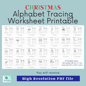Alphabet Tracing Worksheet Printable Christmas Printable Preschool ...
