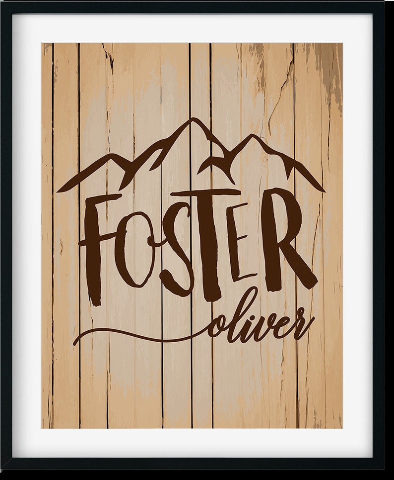 Name Sign for Nursery Wooden Name Sign Rustic Nursery Mountain SVG Baby ...