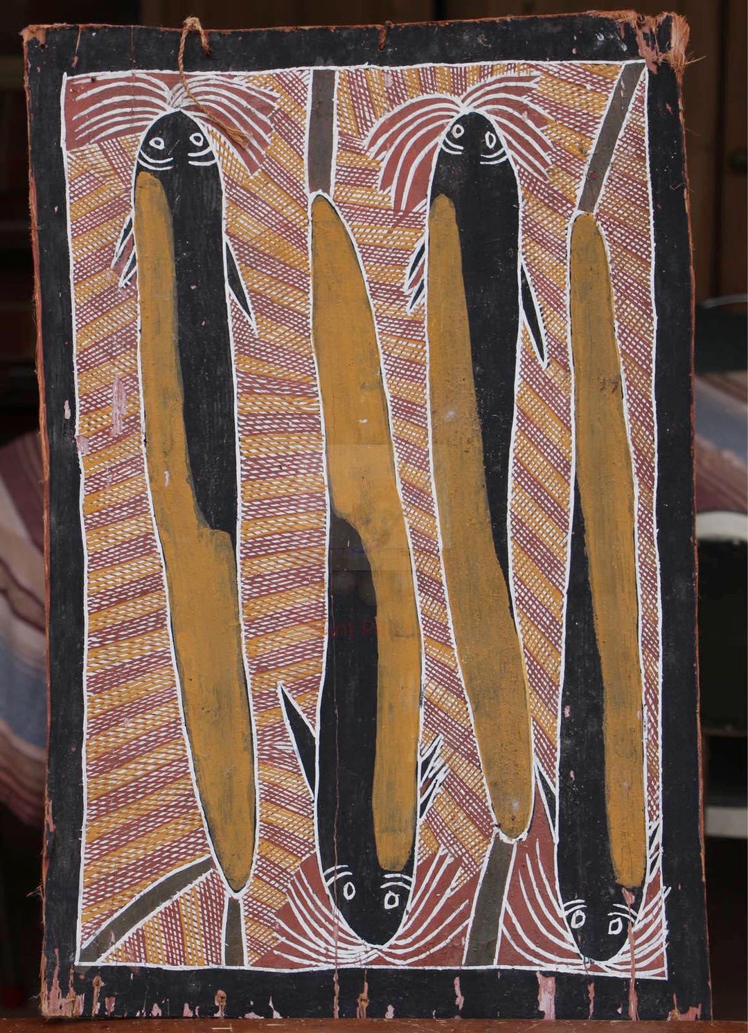 Australian Aboriginal Art - 4 Jew Fish, in Natural Earth Pigments on ...