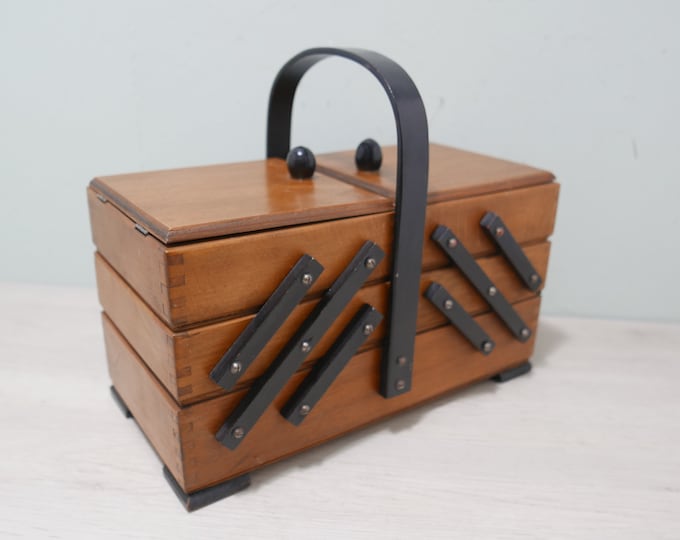 Vintage Wooden Sewing Box - 1970 - Etsy