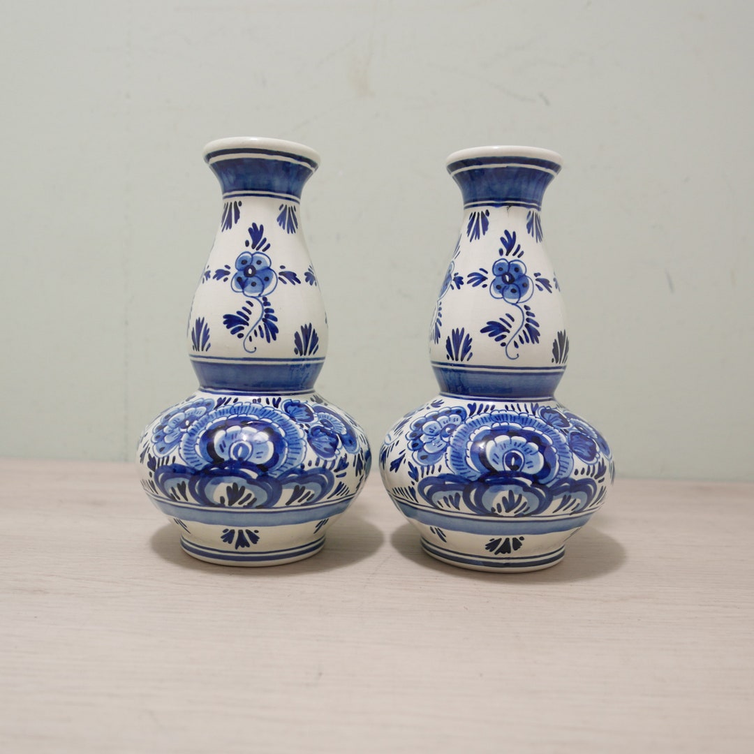 Bleu de Delft - lot de 2 vases vintage en faïence - Pays-Bas - 1970 ...