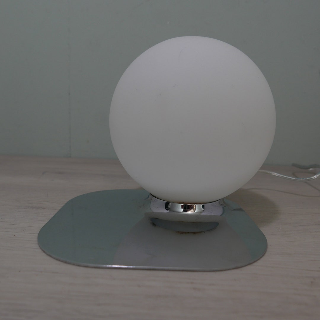 Vintage Philips Table Lamp White Glass Ball on Chrome Base Netherlands ...