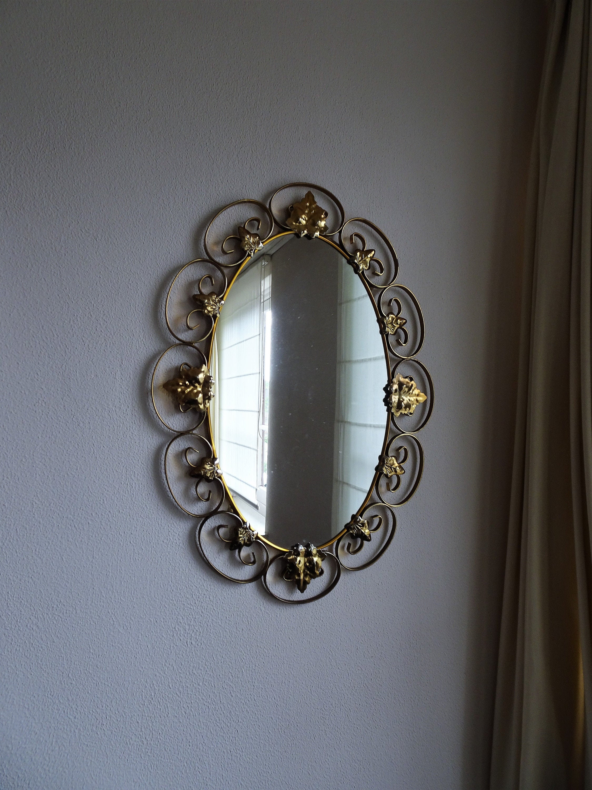 Mirror With Yellow Copper Frame 1970s Vintage - Etsy