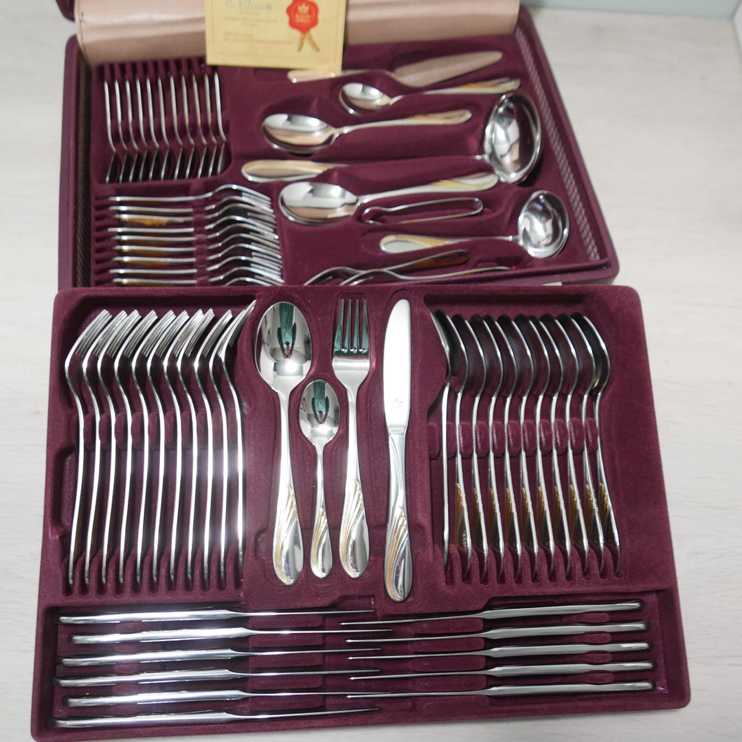 SBS Solingen - Cutlery Set 12 Persons 70-piece - 23/24 Carat Gold ...