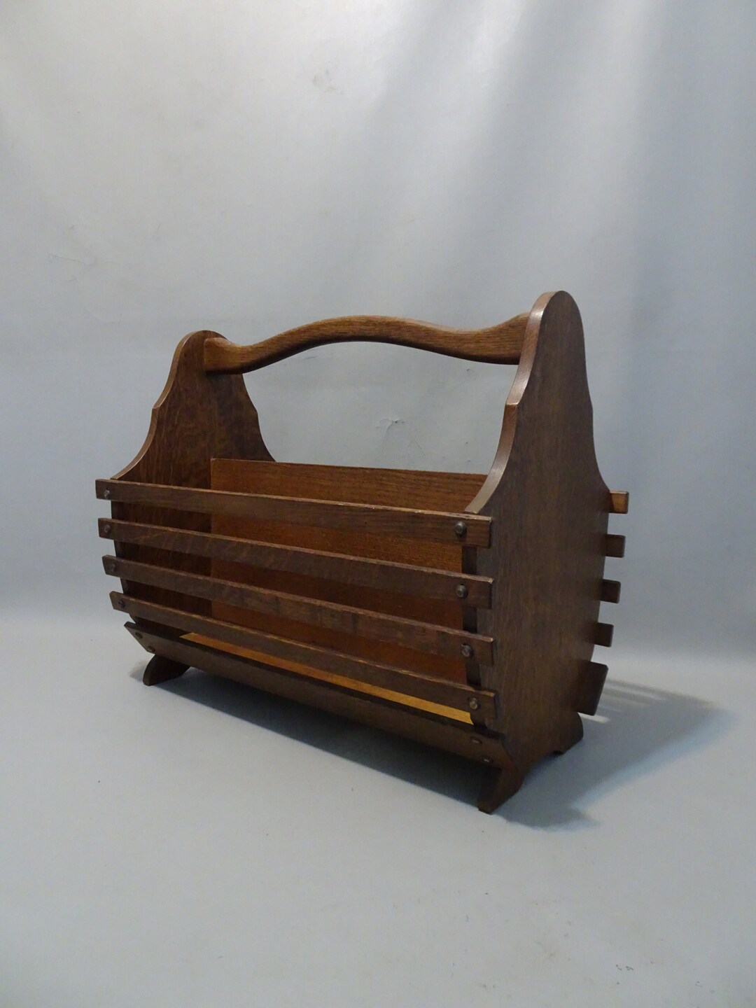 Vintage Wooden Newspaper Rack - 1970s - Wooden Paper Holder ...
