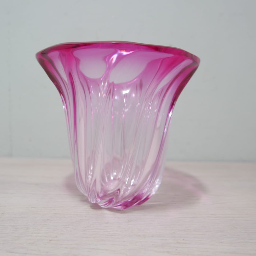 Val Saint Lambert Pink Crystal Vase 1960 Vintage Mid Century - Etsy
