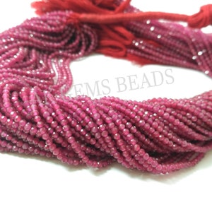 Tiny Red Spinel Faceted Rondelle Gemstone Beads Strand, Micro Red Ruby ...