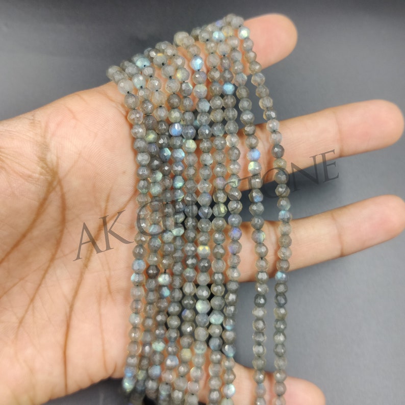 Natural Labradorite Round Balls Faceted Gemstone Beads Strand - Etsy