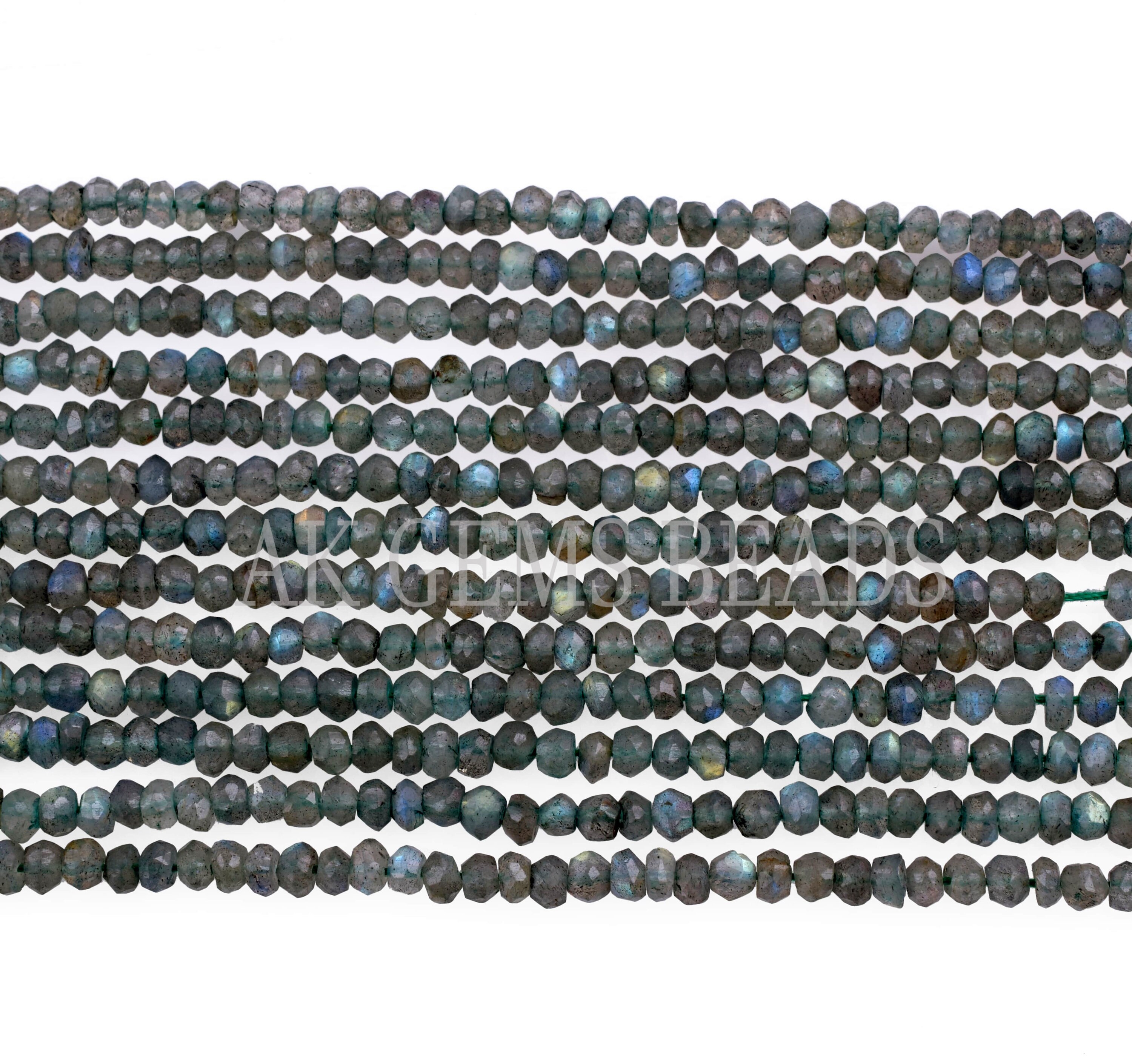 Natural Green Labradorite Stone Faceted Rondelle Beads Strand | Etsy
