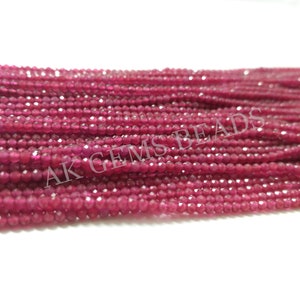 Tiny Red Spinel Faceted Rondelle Gemstone Beads Strand, Micro Red Ruby ...