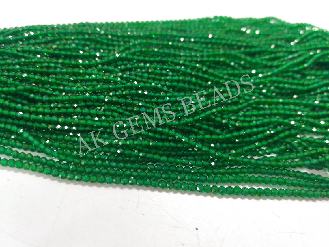 Tiny Green Spinel Faceted Rondelle Gemstone Beads Strand, Micro Green ...