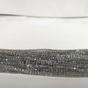Micro Labradorite Faceted Rondelle Gemstone Beads Strand, Natural Tiny ...