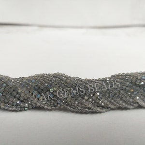 Micro Labradorite Faceted Rondelle Gemstone Beads Strand, Natural Tiny ...