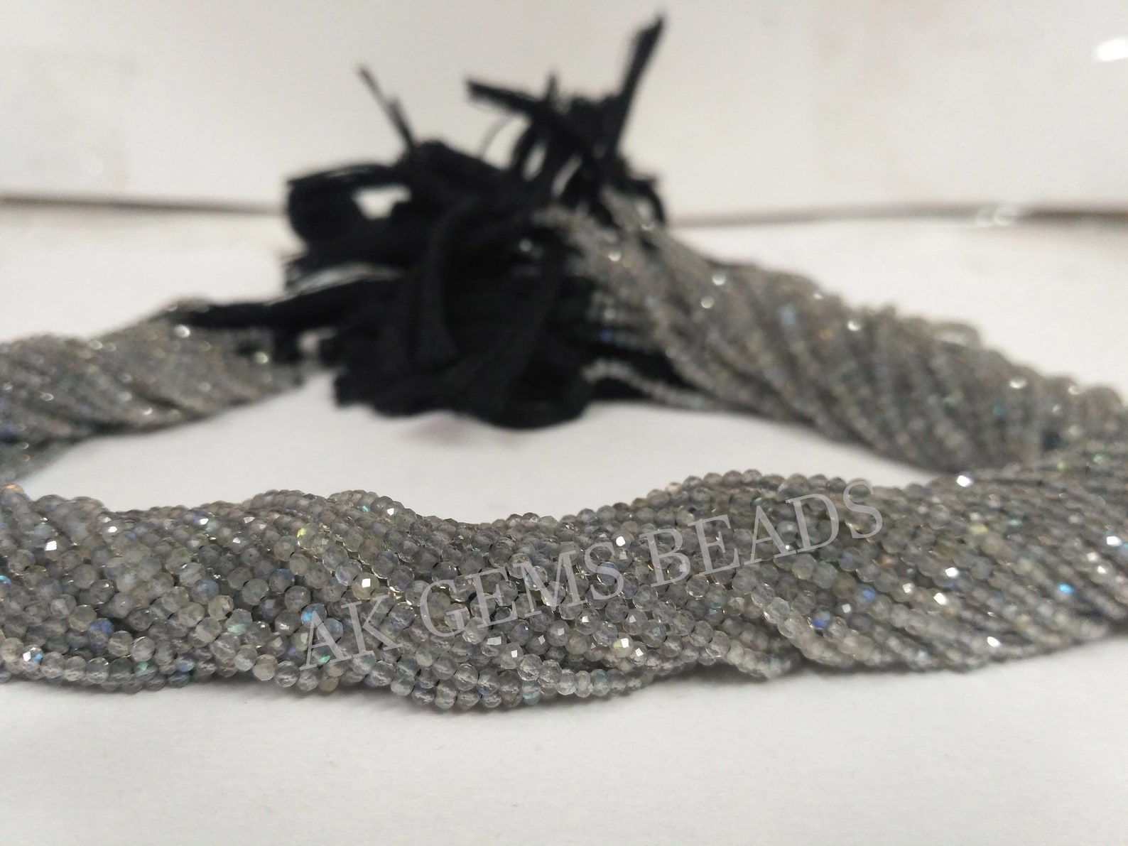 Micro Labradorite Faceted Rondelle Gemstone Beads Strand, Natural Tiny ...