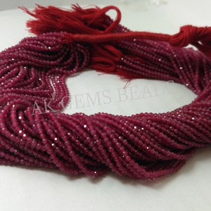 Tiny Red Spinel Faceted Rondelle Gemstone Beads Strand, Micro Red Ruby ...