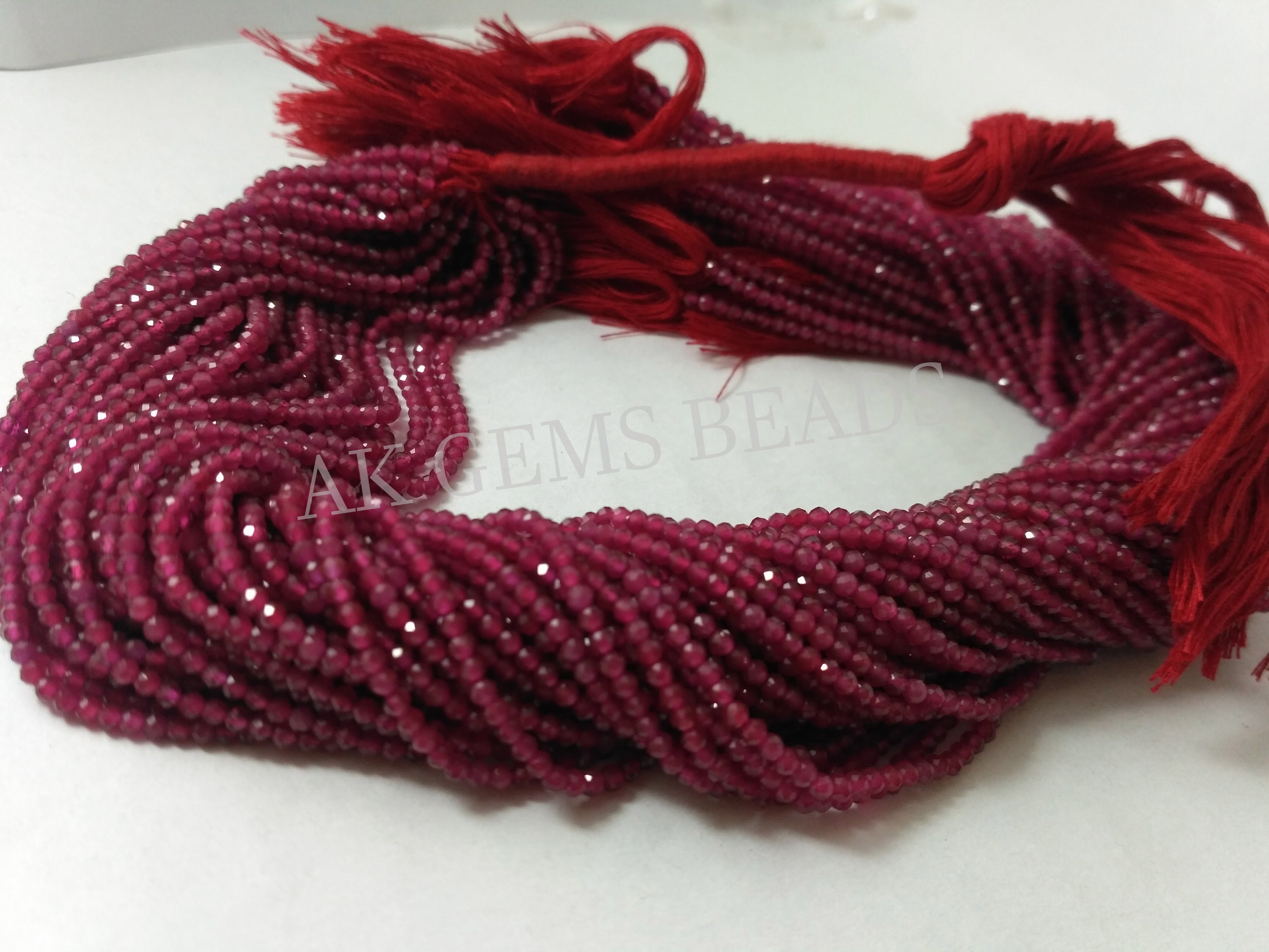 Tiny Red Spinel Faceted Rondelle Gemstone Beads Strand Micro | Etsy