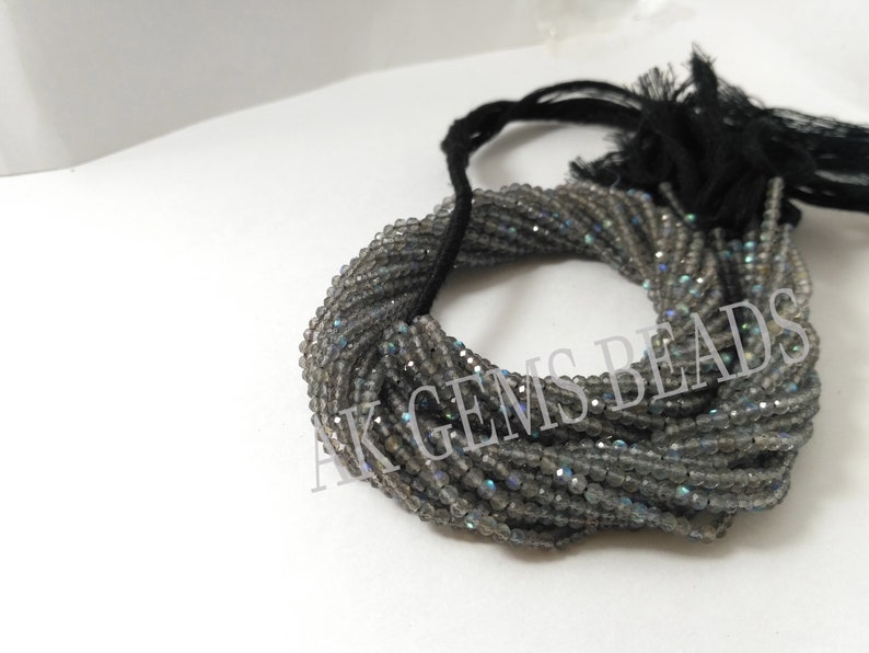 50 Strands Natural Micro Labradorite Faceted Rondelle Beads - Etsy