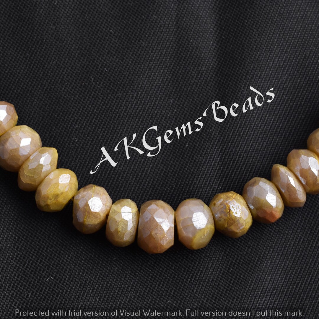 Mystic Yellow Moonstone Silverite Faceted Stone Beads Strand, Yellow ...
