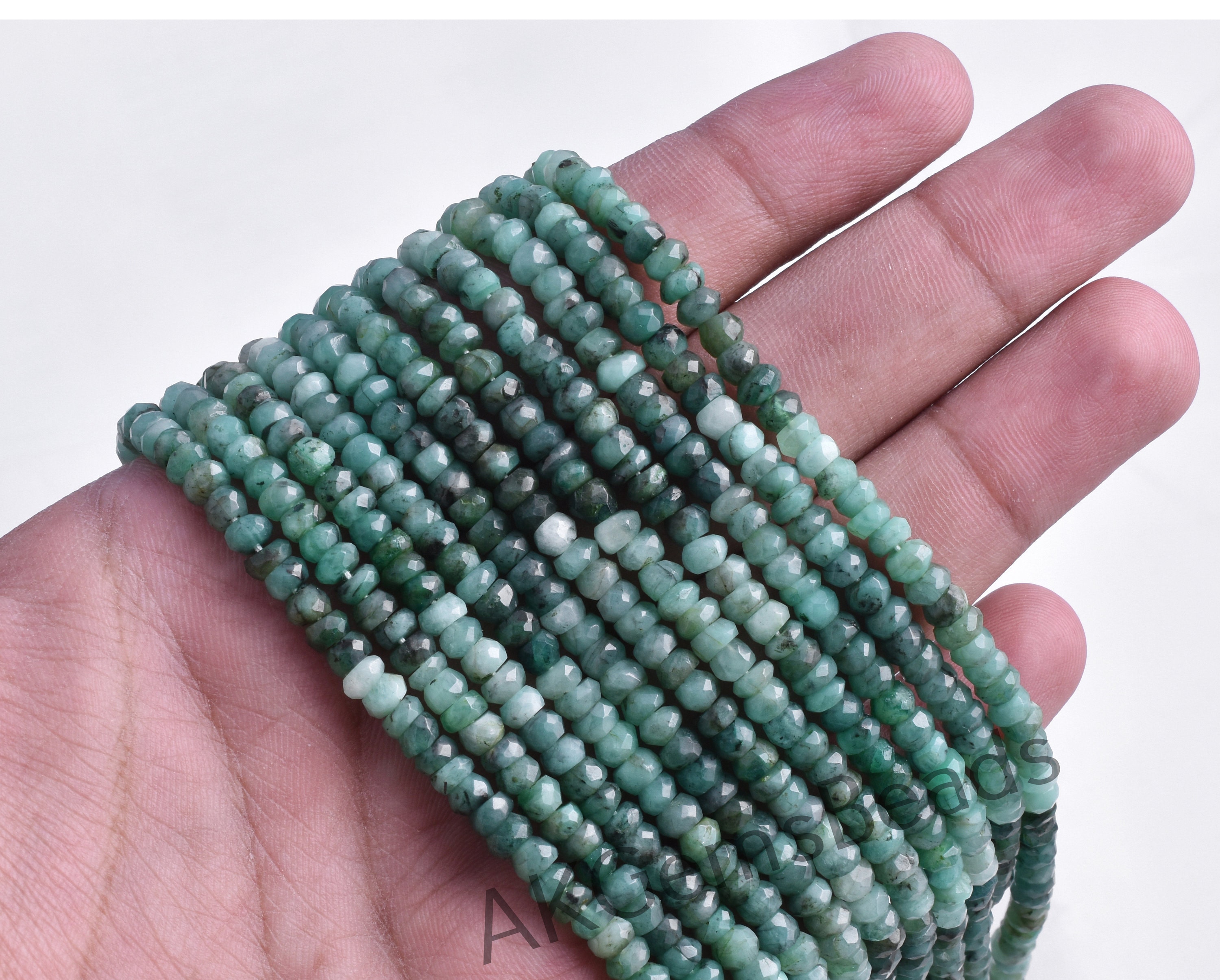 Natural Green Emerald Shaded Faceted Rondelle Precious | Etsy