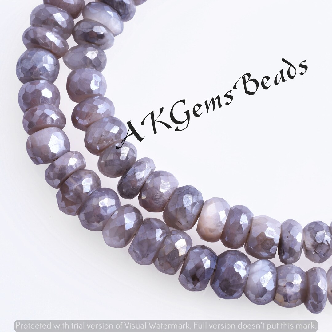 Mystic Silverite Grey Moonstone Rondelle Gemstone Beads Strands, Coated ...