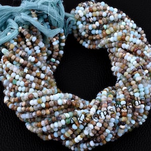 Natural Peruvian Opal Rondelle Faceted Gemstone Beads Strand, Peru Opal ...