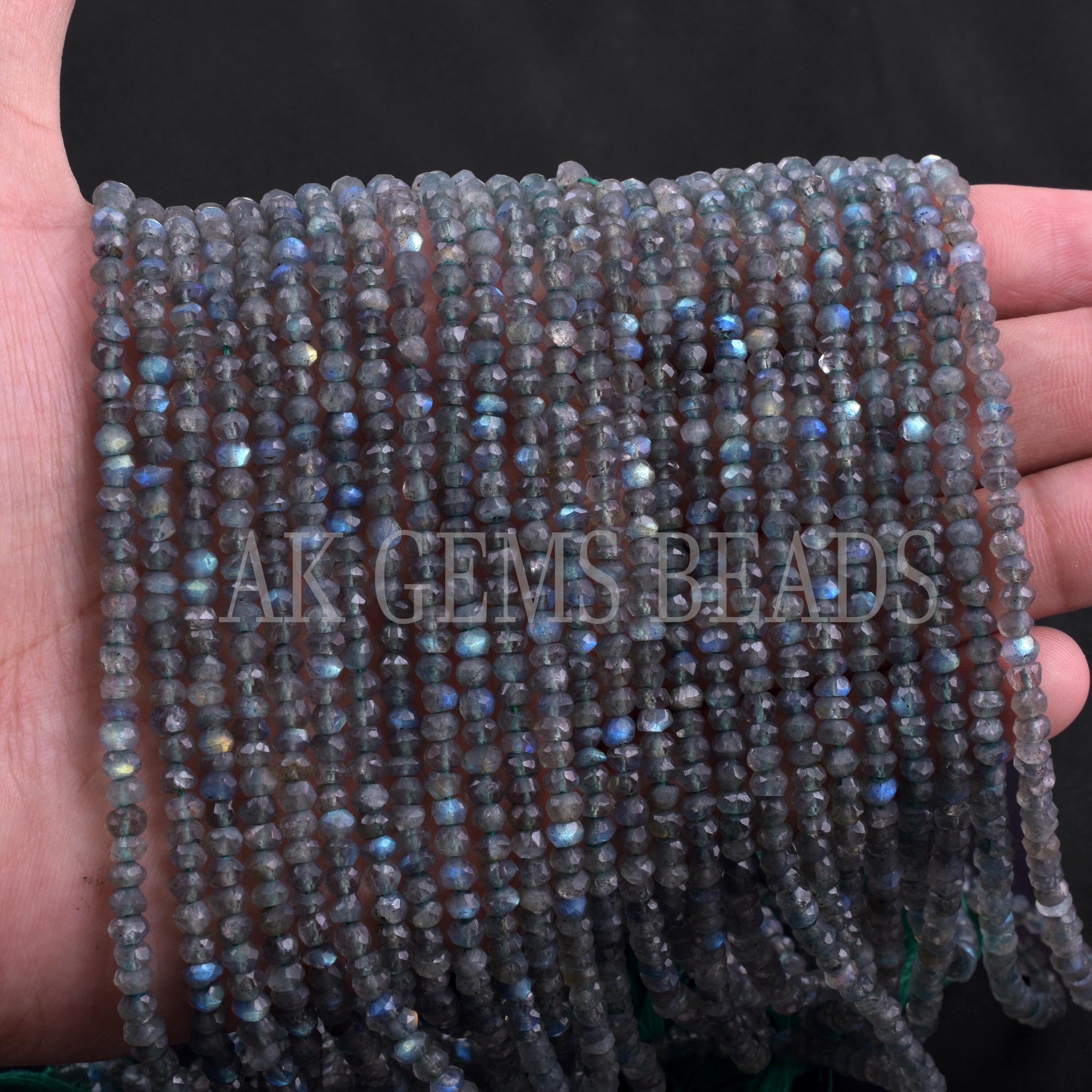 Natural Green Labradorite Stone Faceted Rondelle Beads Strand | Etsy