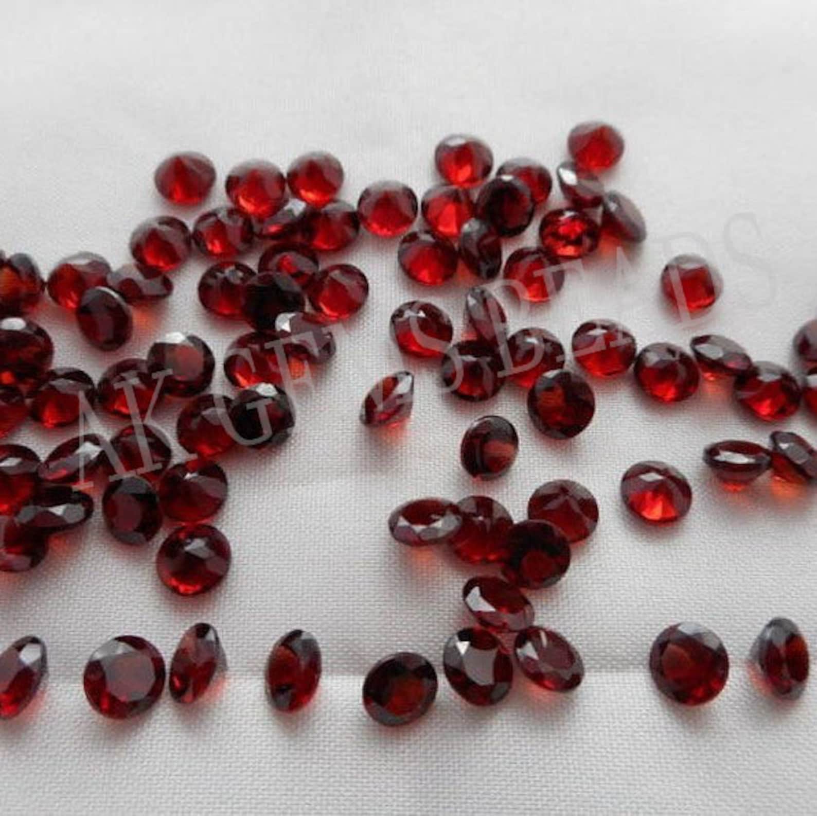Natural Red Garnet Stone Faceted Round Cut Gemstone 2mm Red | Etsy