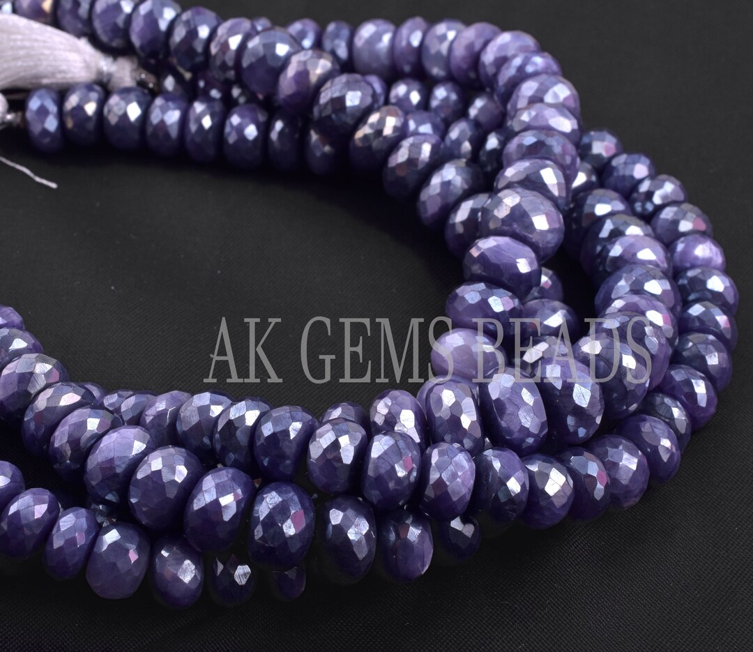 Mystic Blue Silverite Coated Moonstone Faceted Stone Beads Strand ...