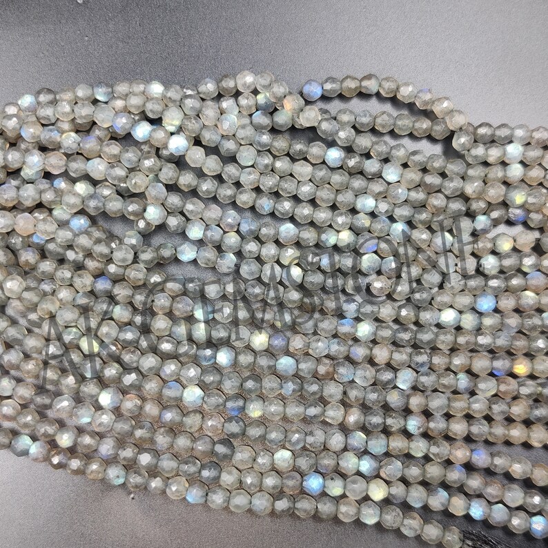 Natural Labradorite Round Balls Faceted Gemstone Beads Strand - Etsy