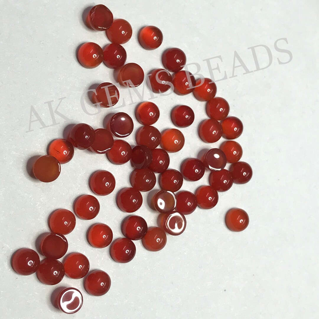 2mm Orange Carnelian Round Smooth Cabochon, Red Carnelian Calibrated ...
