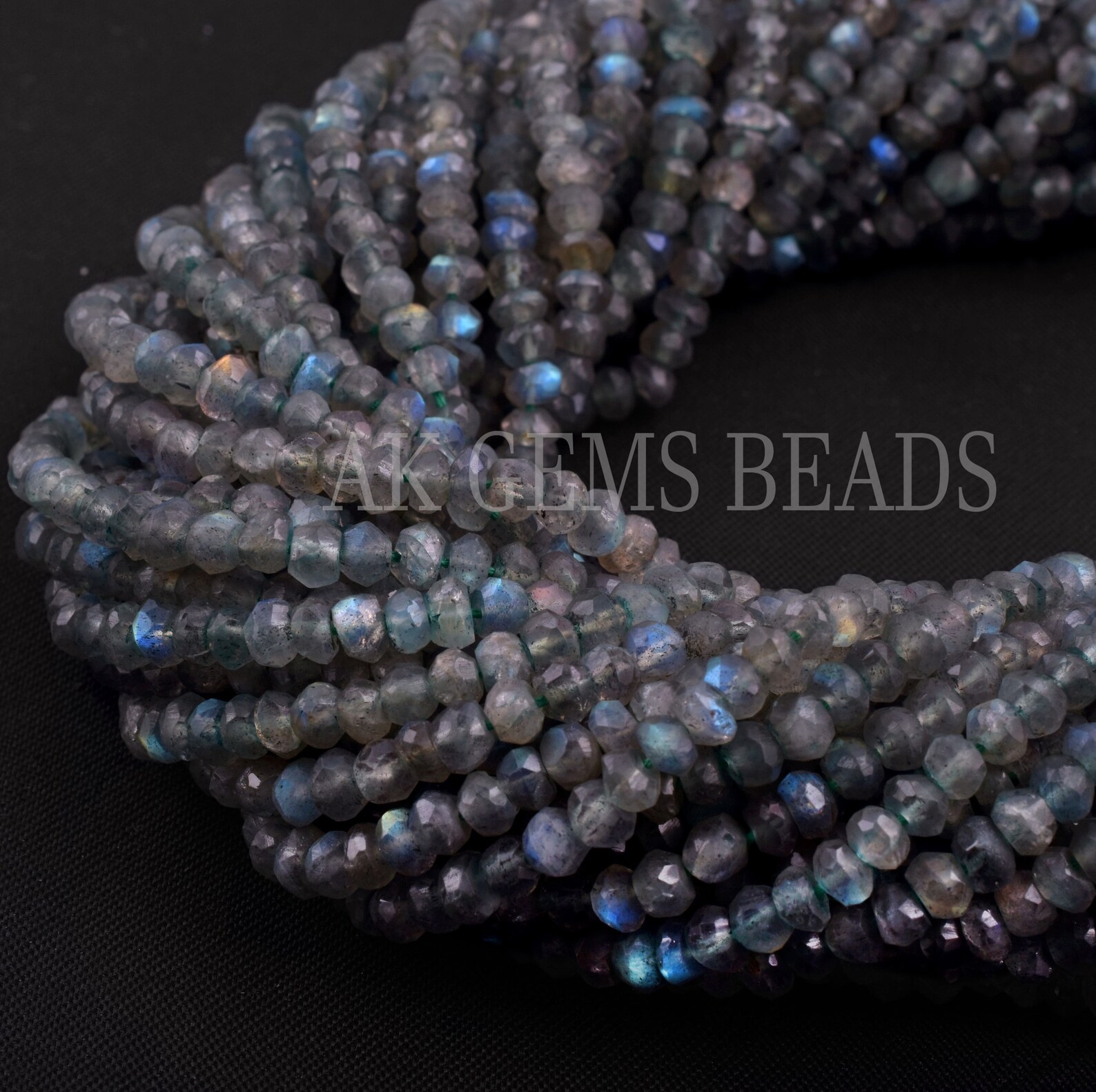 Natural Green Labradorite Stone Faceted Rondelle Beads Strand | Etsy