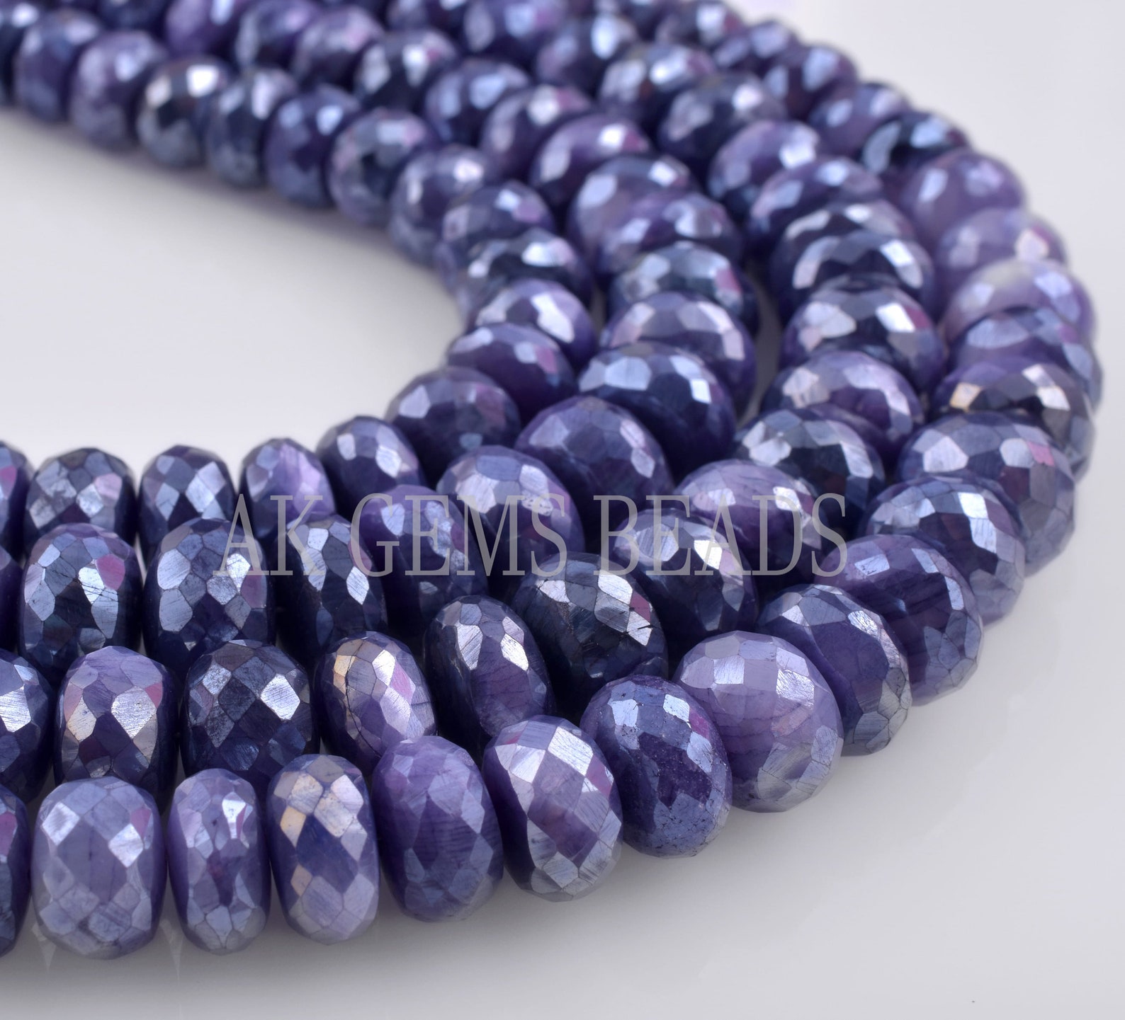 Mystic Blue Silverite Coated Moonstone Faceted Beads Strand | Etsy