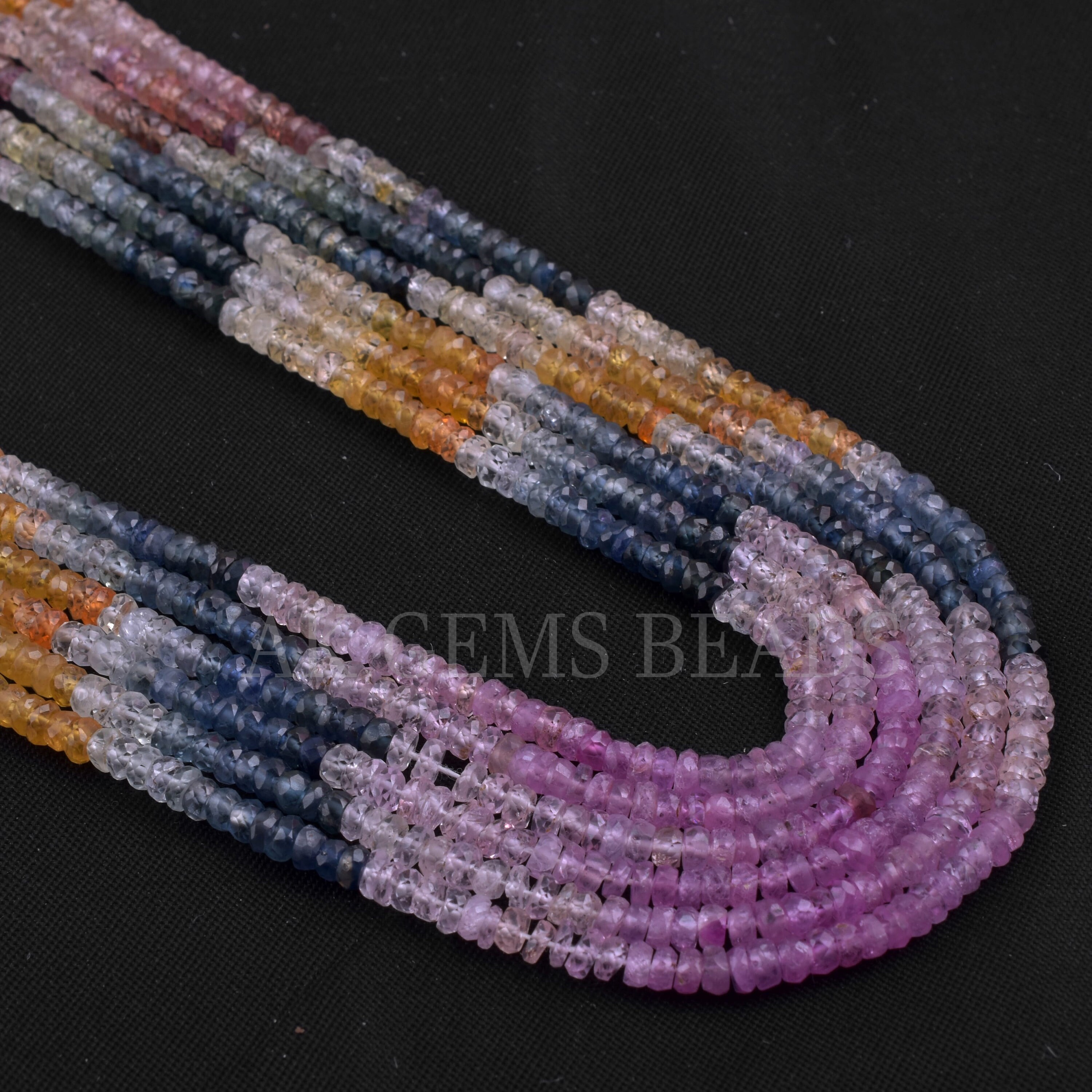 Natural Multi Precious Stone Faceted Rondelle Beads Strand - Etsy UK