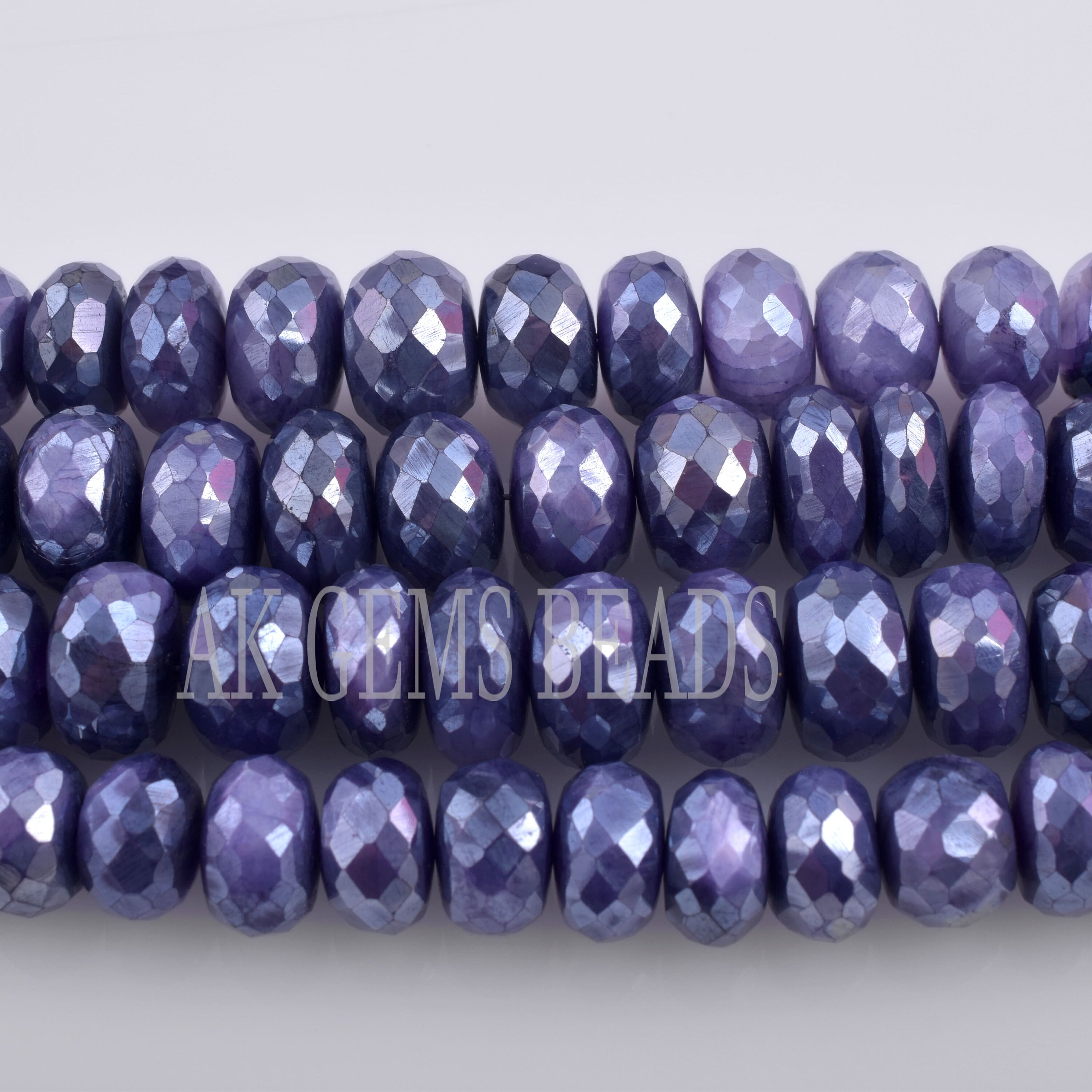 Mystic Blue Silverite Coated Moonstone Faceted Stone Beads Strand ...