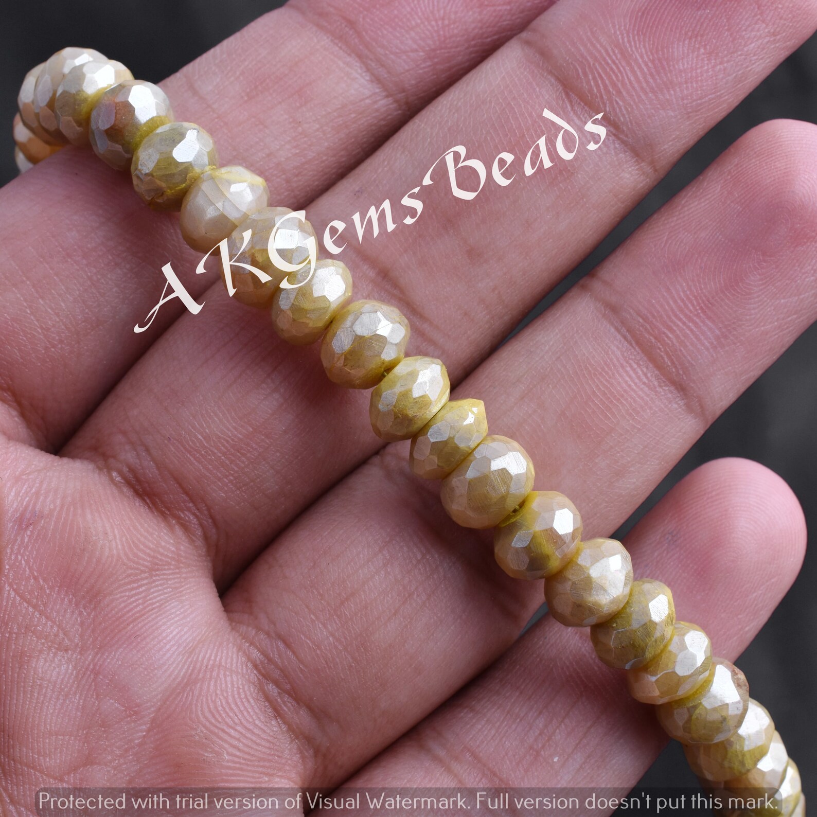 Mystic Yellow Moonstone Silverite Faceted Stone Beads Strand, Yellow ...