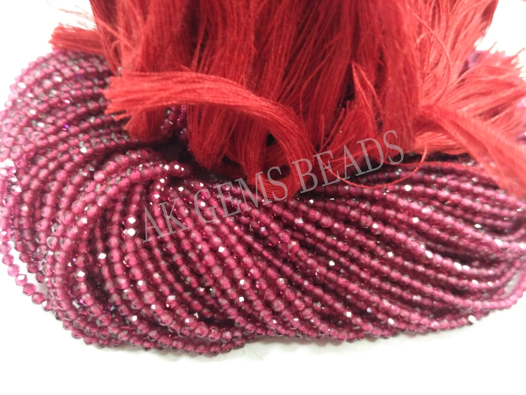 Micro Red Spinel Faceted Rondelle Gemstone Beads Strand, AAA Tiny Red ...