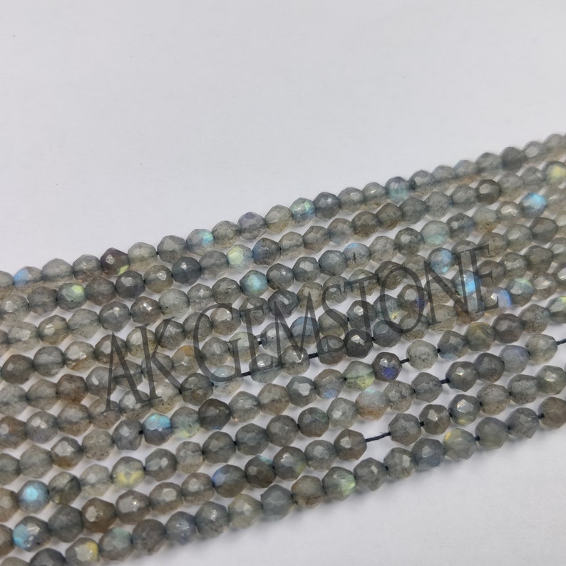 Natural Labradorite Round Balls Faceted Gemstone Beads Strand | Etsy