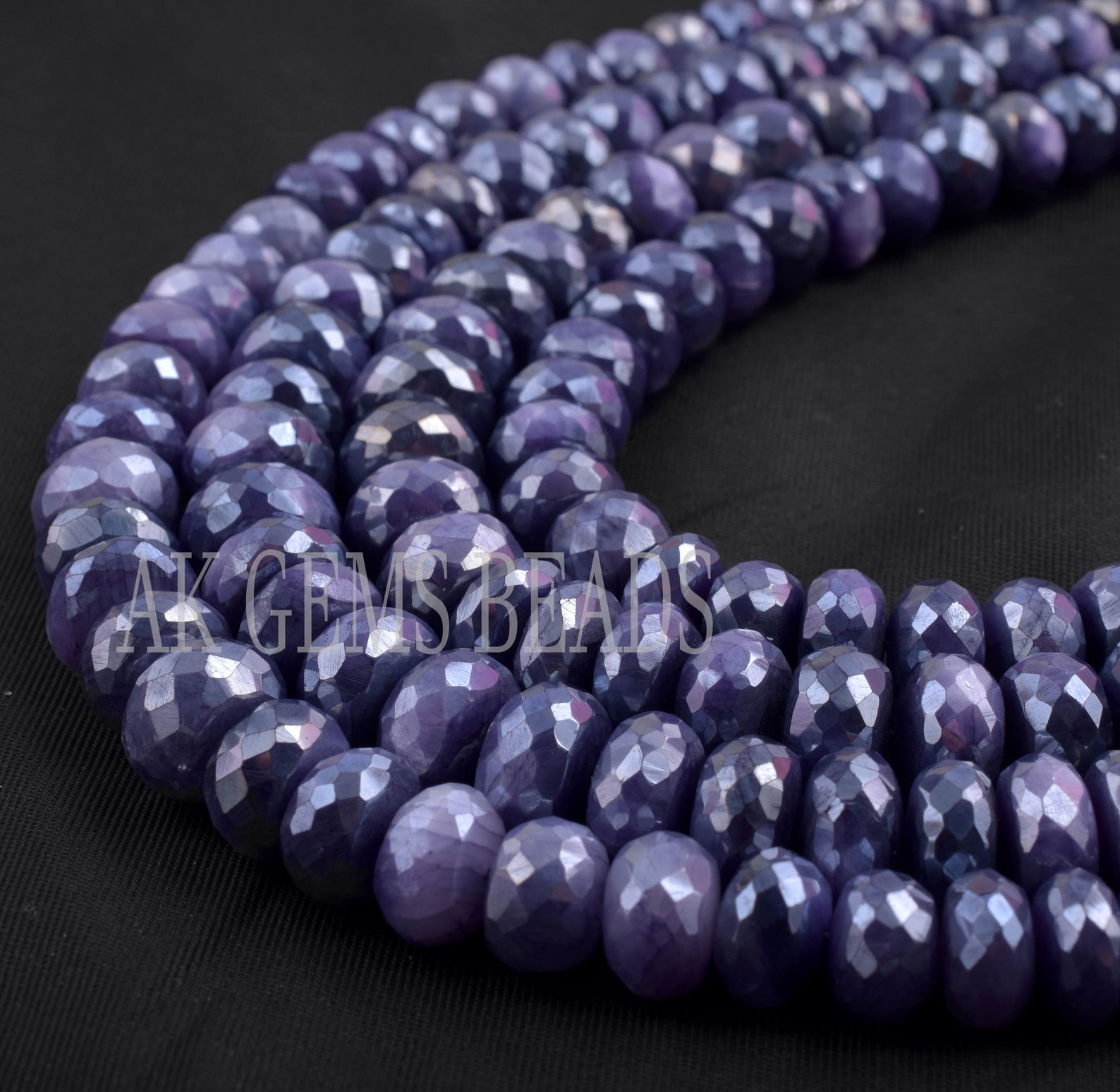 Mystic Blue Silverite Coated Moonstone Faceted Stone Beads Strand ...