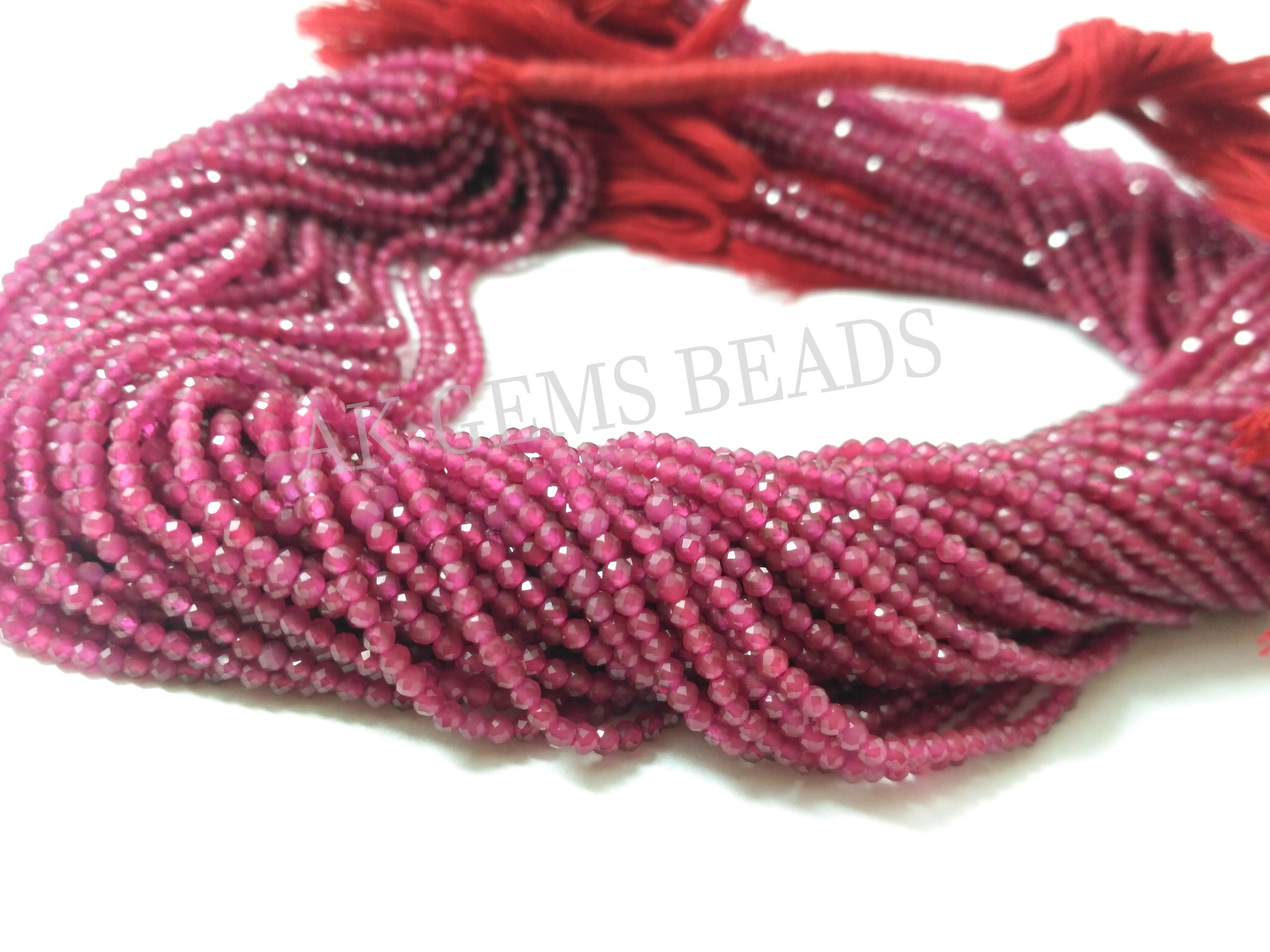 Tiny Red Spinel Faceted Rondelle Gemstone Beads Strand Micro | Etsy