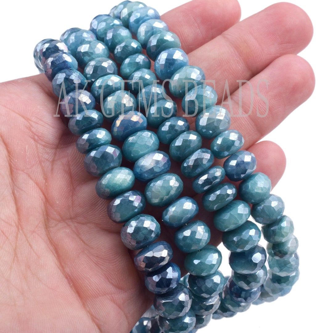 Mystic Turquoise Green Silverite Moonstone Faceted Beads Strand, Green ...
