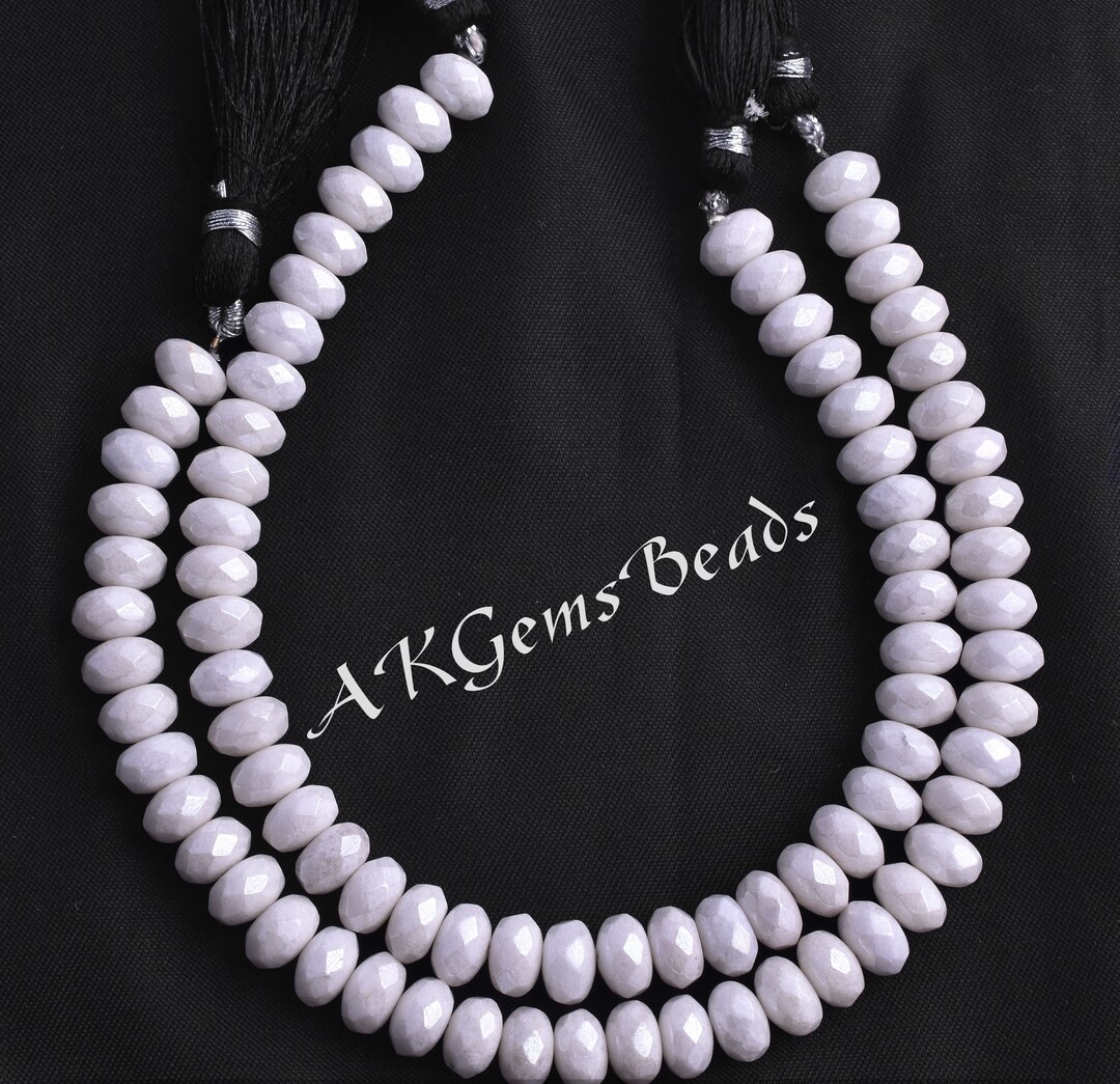 Milky White Silverite Moonstone Rondelle Stone Necklace Beads Strand ...