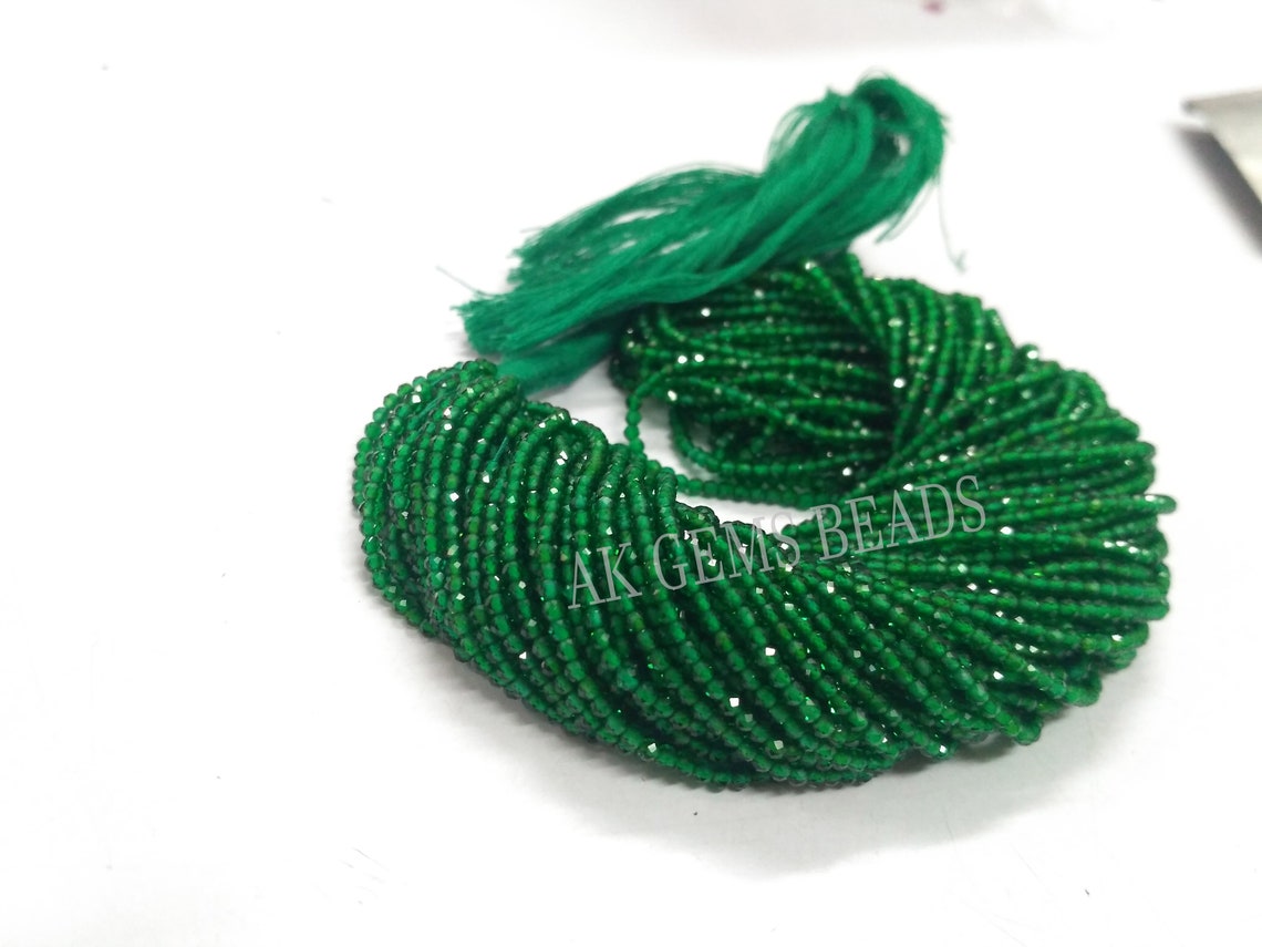 Tiny Green Spinel Faceted Rondelle Gemstone Beads Strand, Micro Green ...